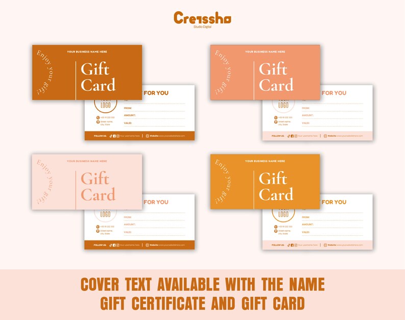 Editable Printable Minimal Gift Card Certificate Template, Gift Card ...