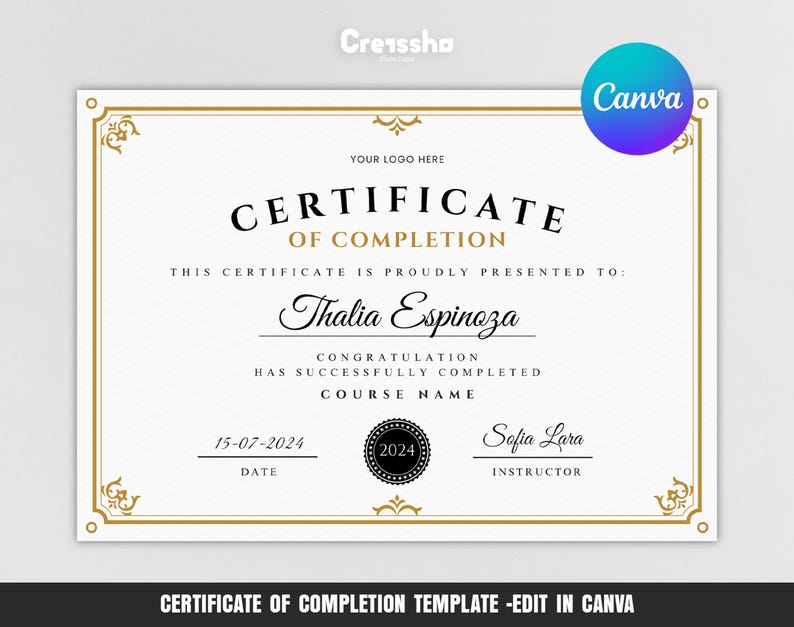 Bundle, Certificate of Completion Template, Editable Rustic Canva ...