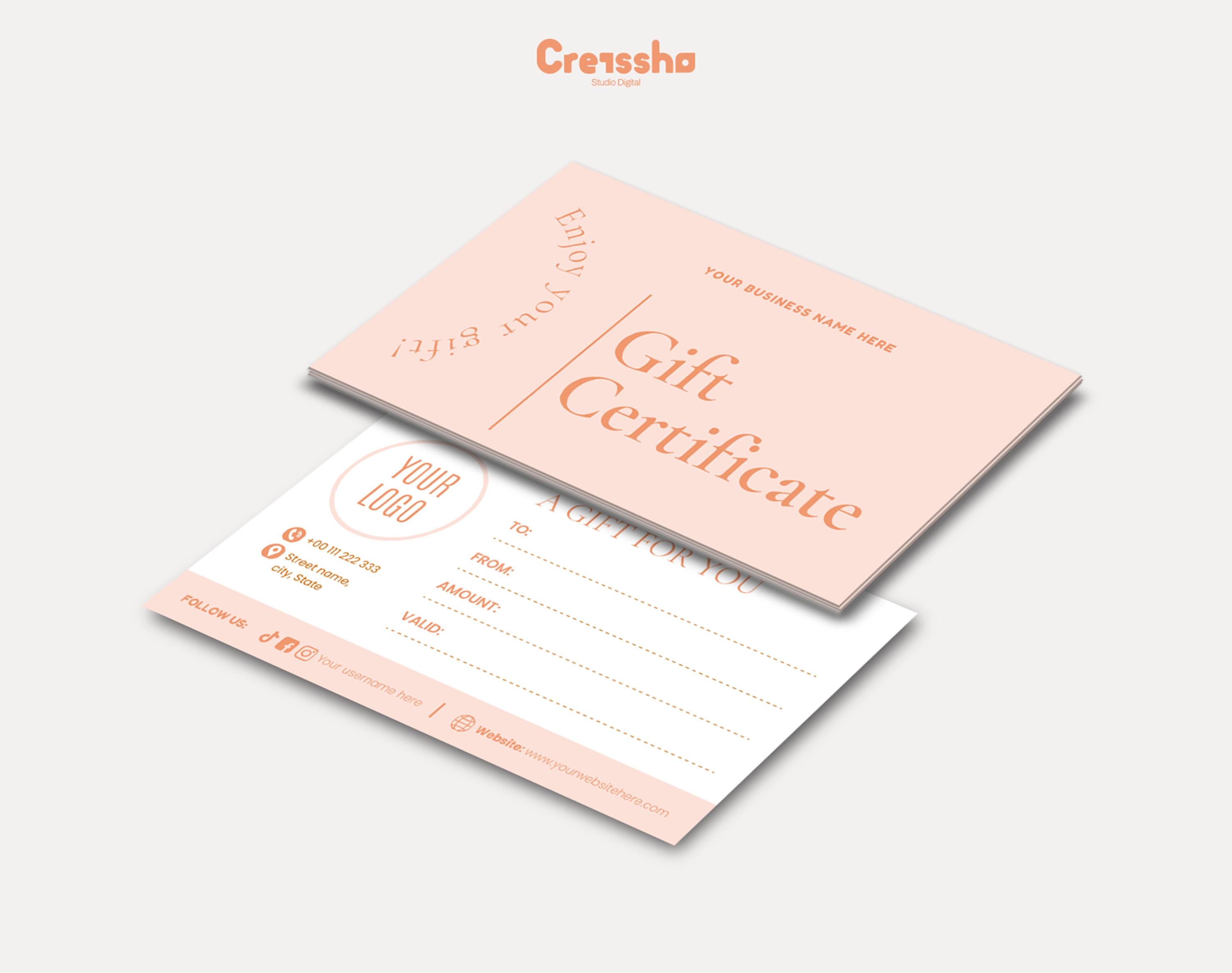Minimal Gift Certificate Template, Minimalist, DIY Gift Certificate ...