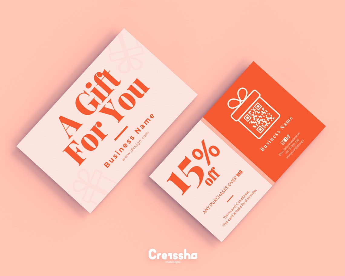 Editable Coupon Card Template, Printable Business Promo Card, Gift ...