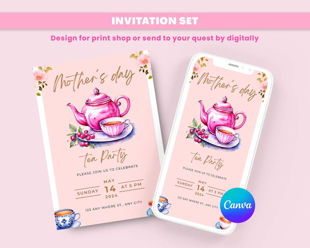 Mothers Day Tea Party Invitation, Mother's Day Brunch Invite, Mommy ...