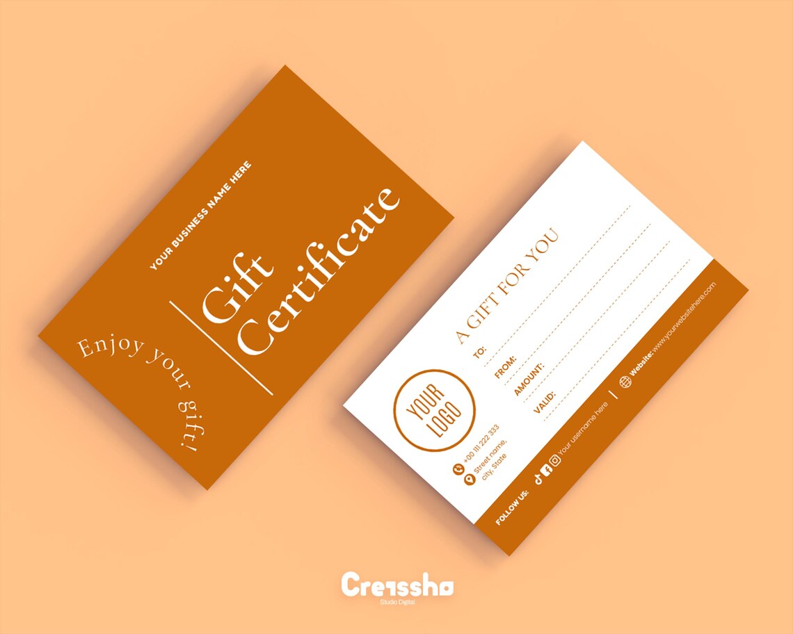 Editable Printable Minimal Gift Card Certificate Template, Gift Card ...
