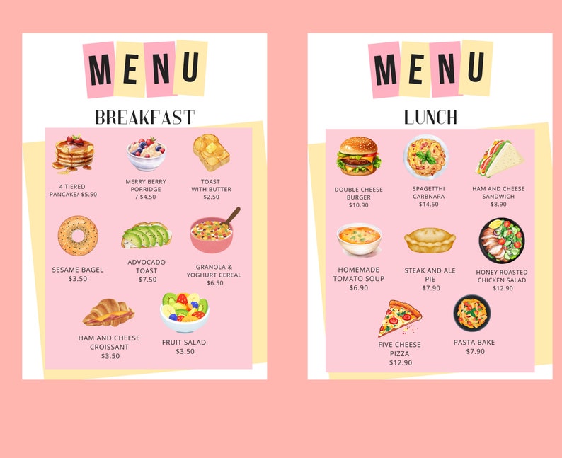 Pretend Play Menu Printable, Imagination Play, Pretend Cafe Menus ...