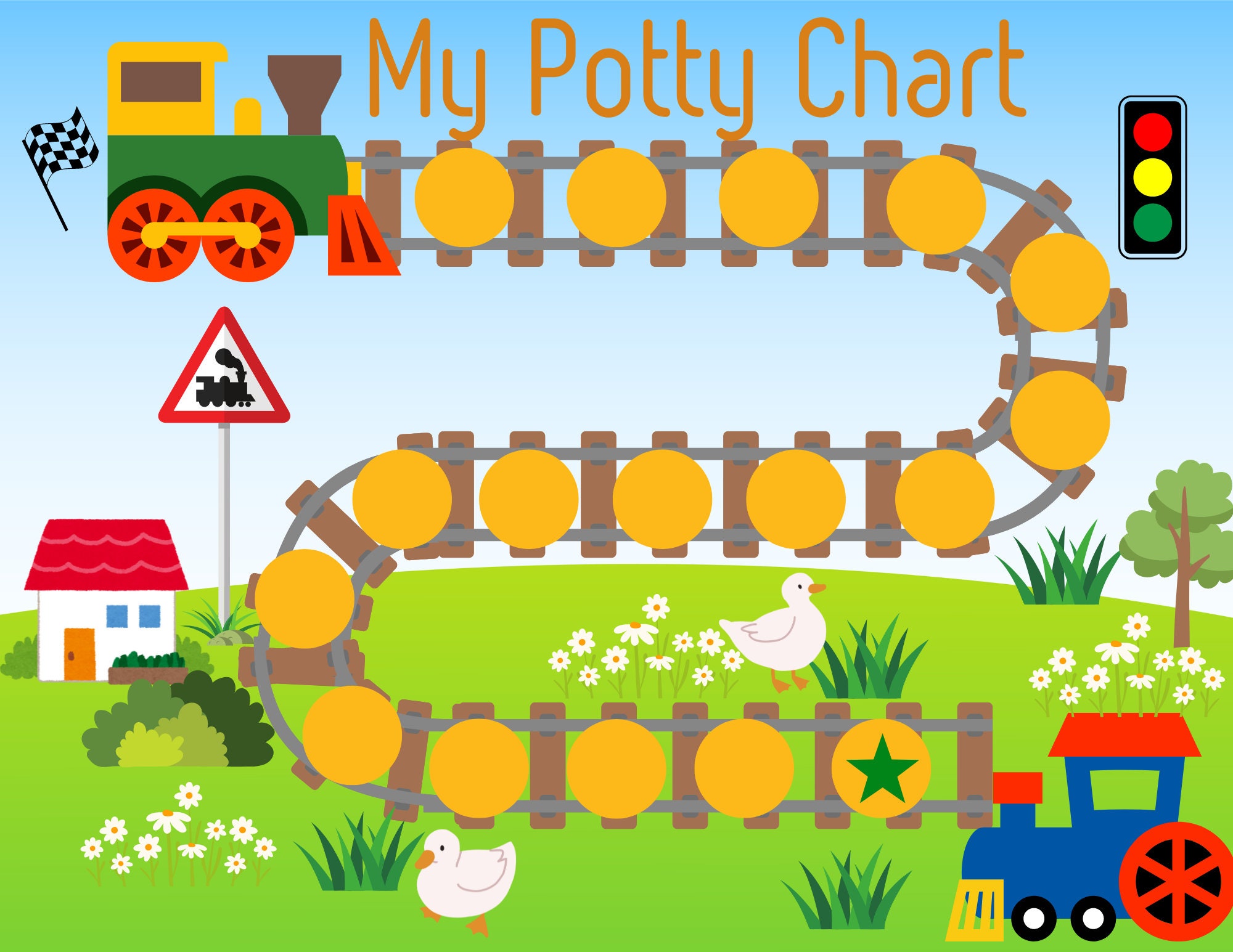 Train Potty Training Chart, Printable, Tractor Reward Chart, Toddler ...