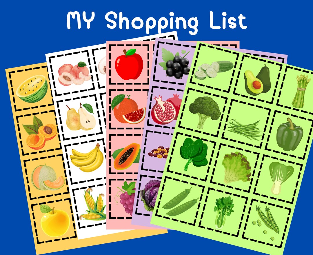Visual Grocery List, Shopping Basket, Rainbow Food List, Pretend Play ...