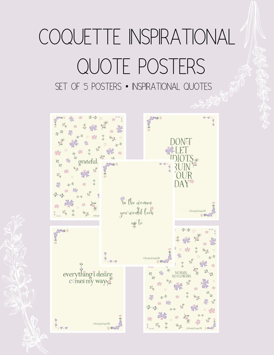 Coquette Inspirational Posters - Set of 5 - Etsy