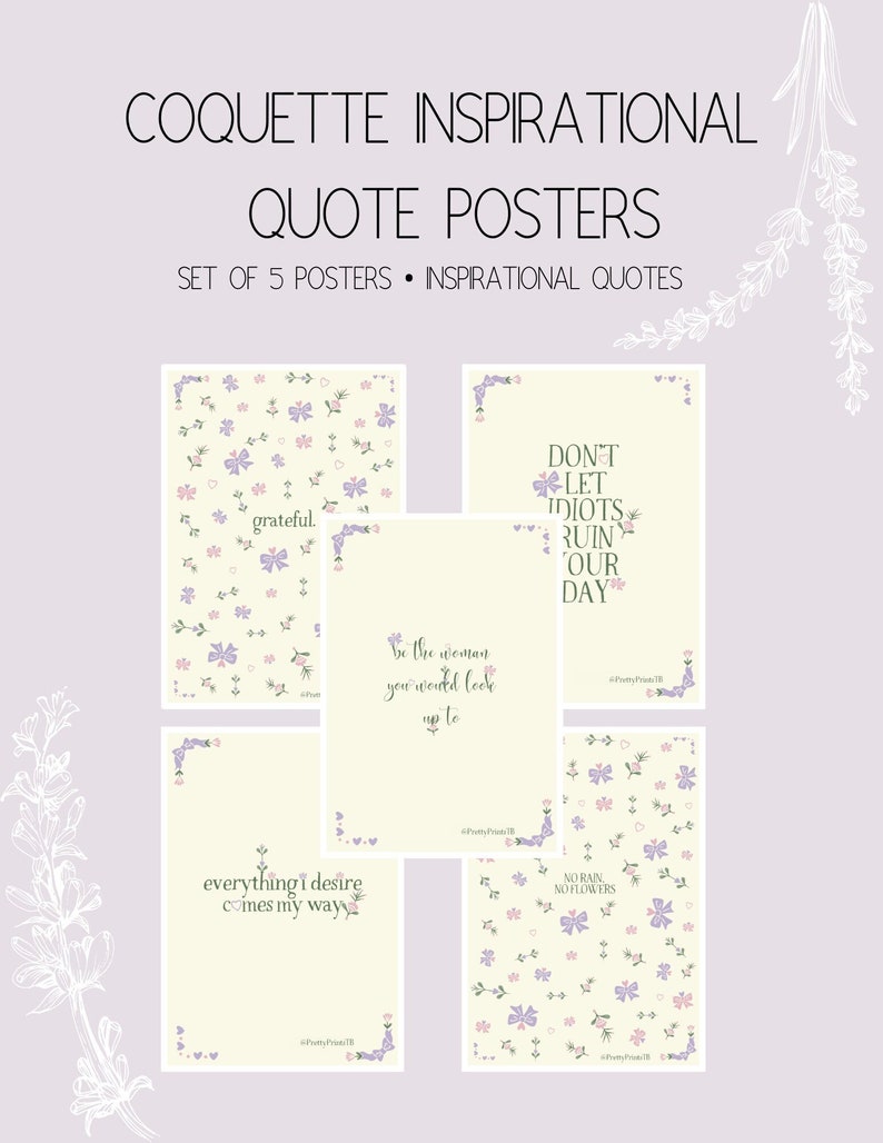 Coquette Inspirational Posters - Set of 5 - Etsy Australia