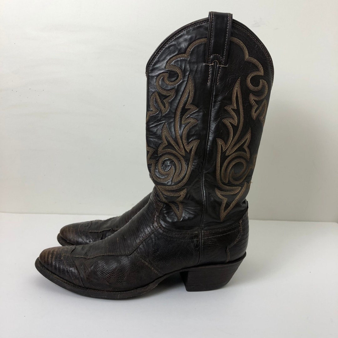 Vintage Justin Leather Cowboy Western Boots Mens Size 8 1/2D - Etsy