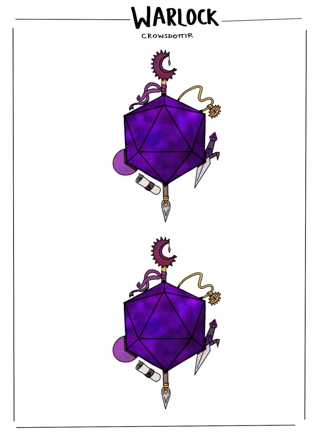 Dungeons and Dragons DND Warlock Class Dice Digital Printable Sticker ...