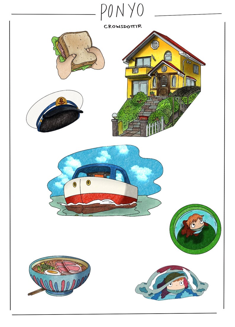 A6 Ponyo Ghibli Inspired Journal/planner Stickers - Etsy