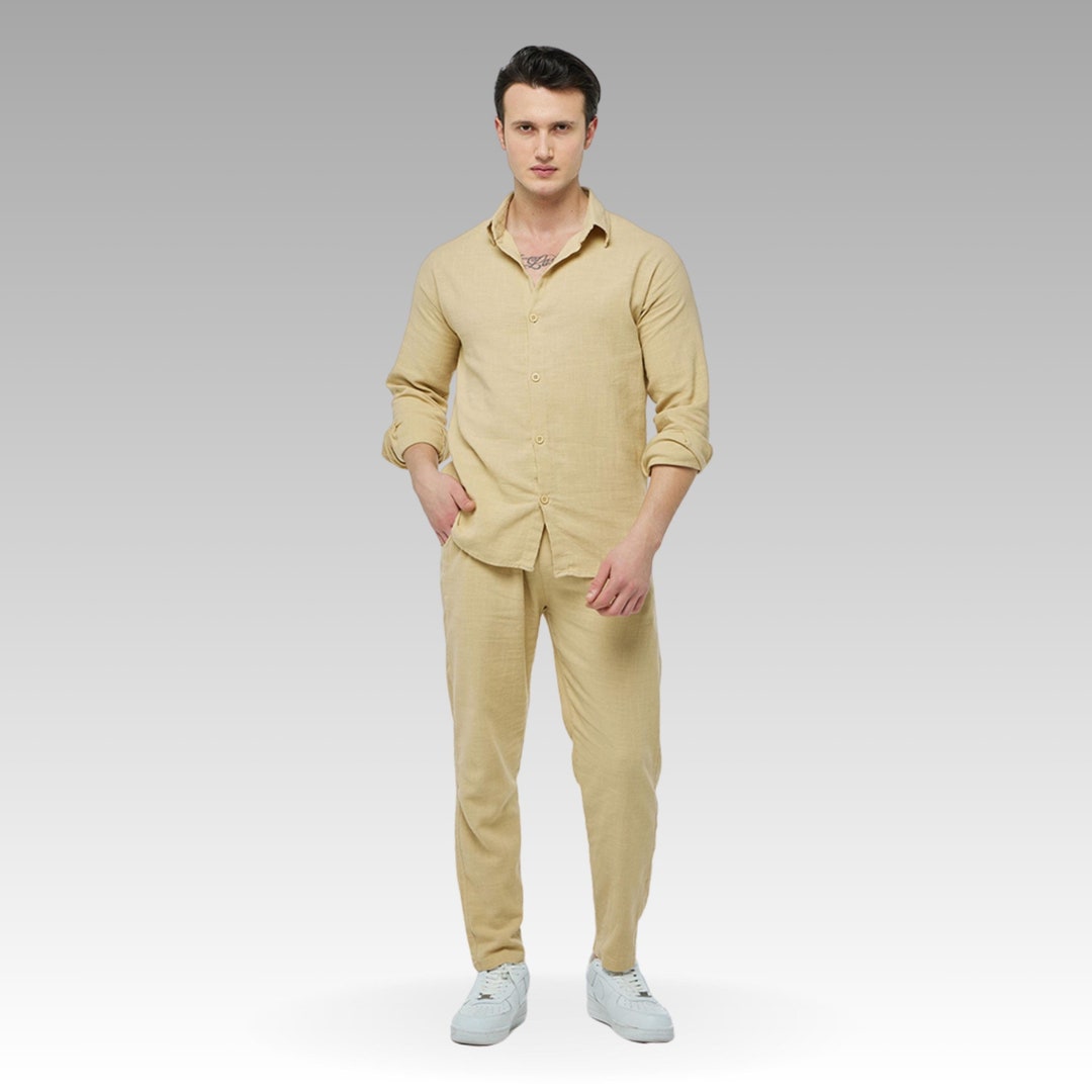 Men's Linen Shirt and Pants Set: Summer Loungewear - Etsy