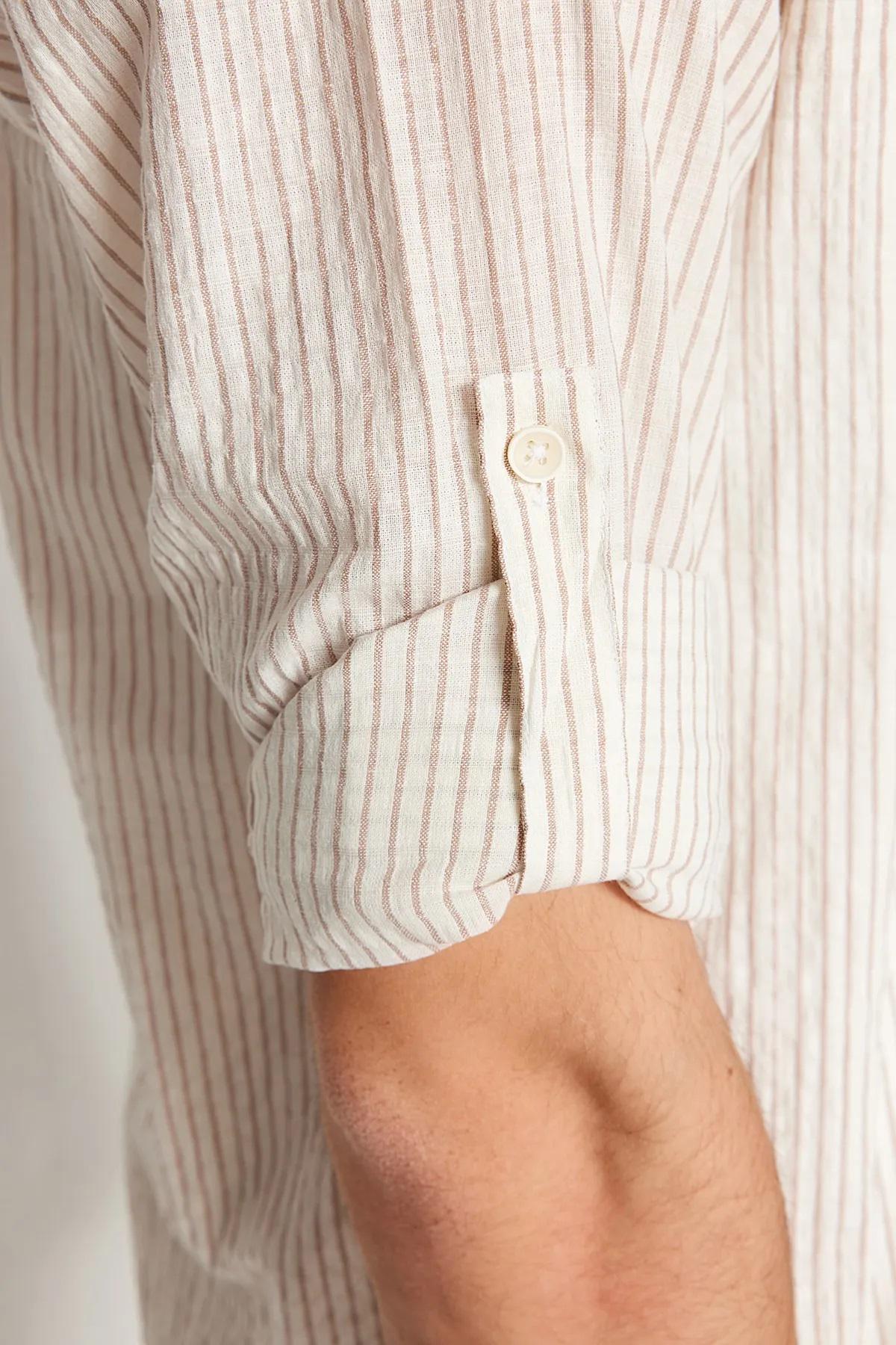 Men's Striped Linen Shirt: Cotton Blend, Regular Fit - Etsy