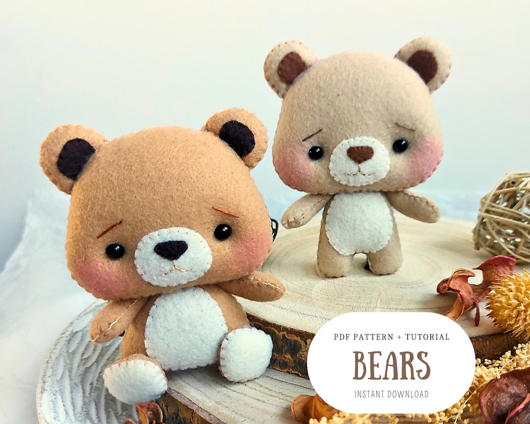 Felt Bears - PDF Pattern | Pdf Sewing Pattern, Woodland Animals, Digital Downloads Pattern ...