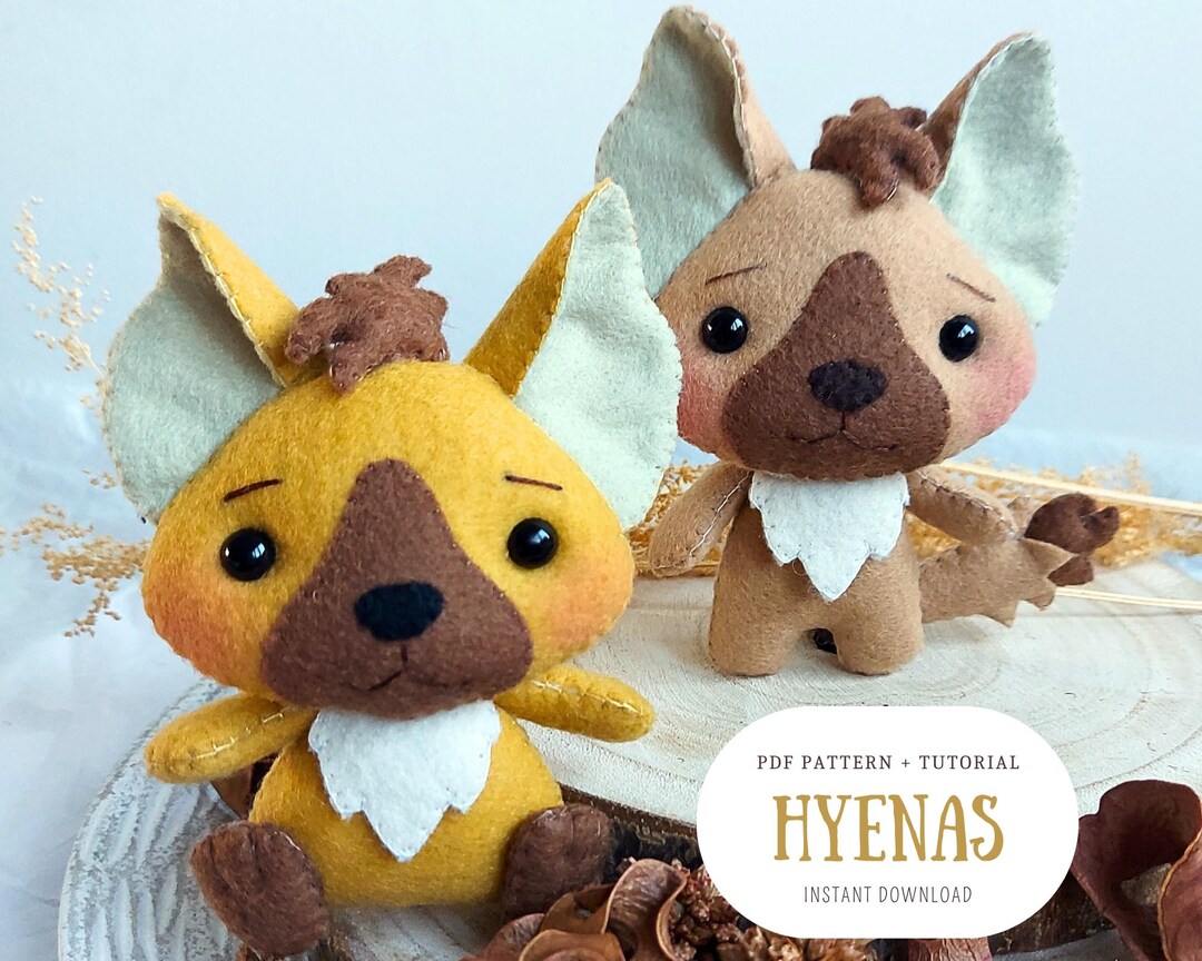 Felt Hyenas - PDF Pattern | Pdf Sewing Pattern, Woodland Animals ...