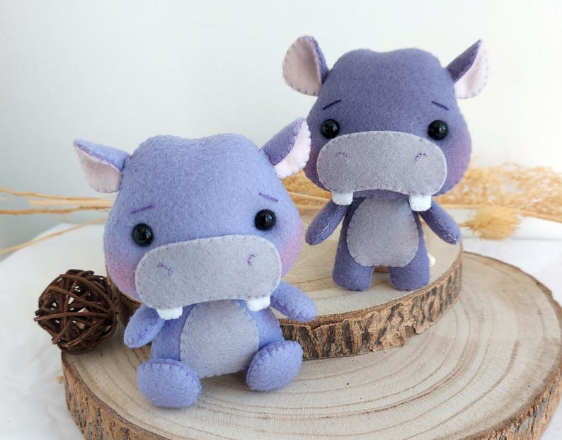 Felt Hippos - PDF Pattern | Pdf Sewing Pattern, Woodland Animals ...