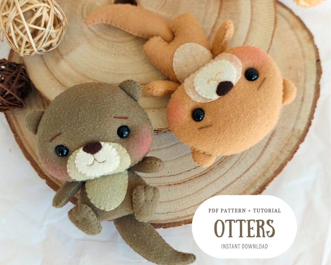 Felt Otters - PDF Pattern | Pdf Sewing Pattern, Woodland Animals ...