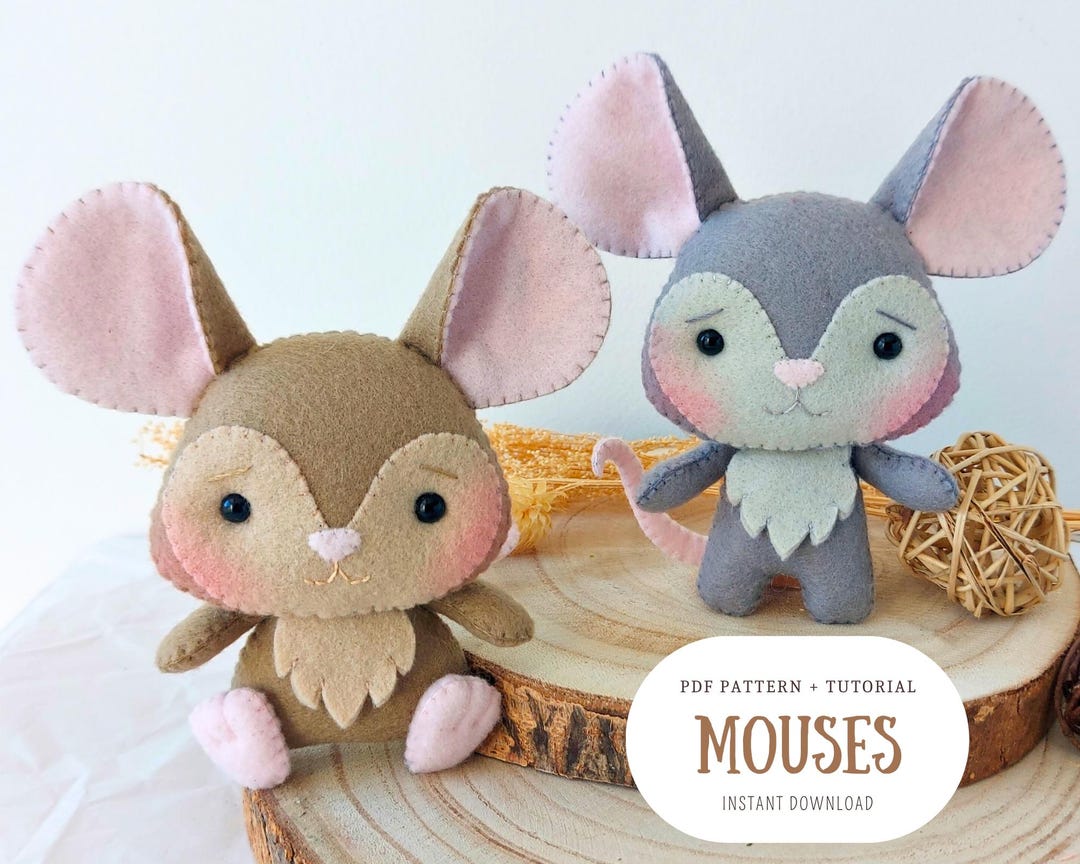 Felt Mouses - PDF Pattern | Pdf Sewing Pattern, Woodland Animals ...
