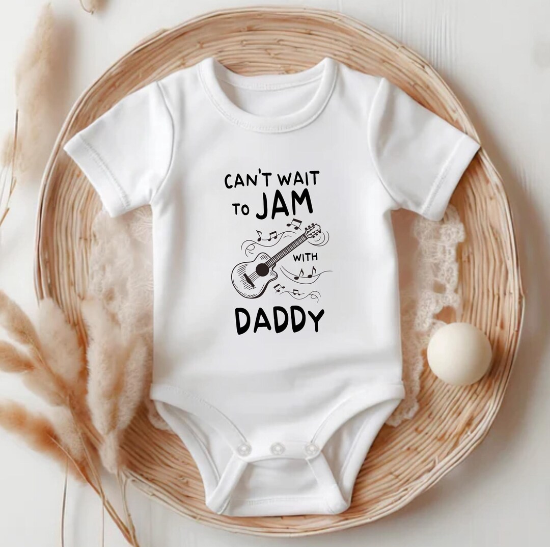 Can't Wait to Jam With Daddy Guitar Baby Onesies Cute Baby Shower Gift ...
