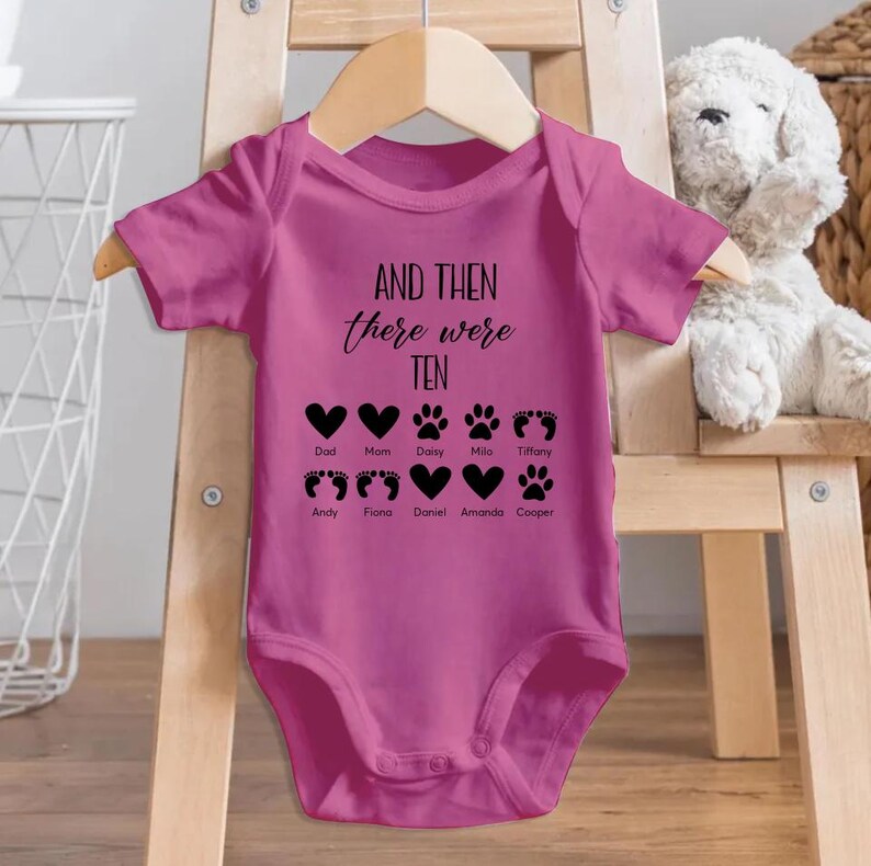 And Then There Were Four Onesie, Pregnancy Announcement Bodysuit, Baby ...