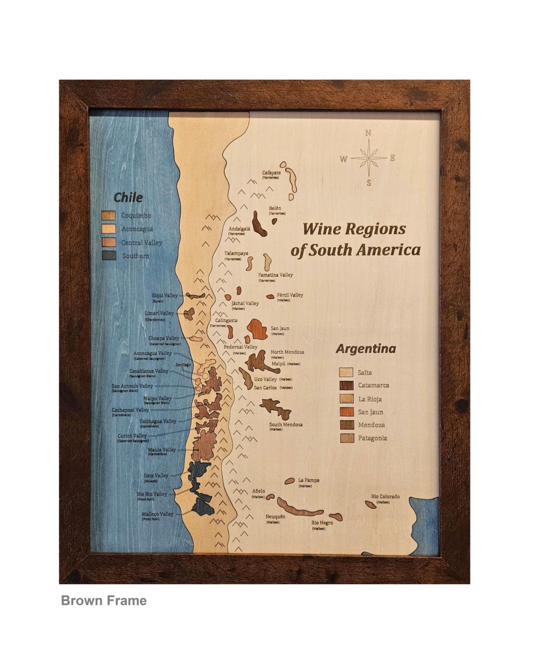 Wine Region Map, South America - Etsy