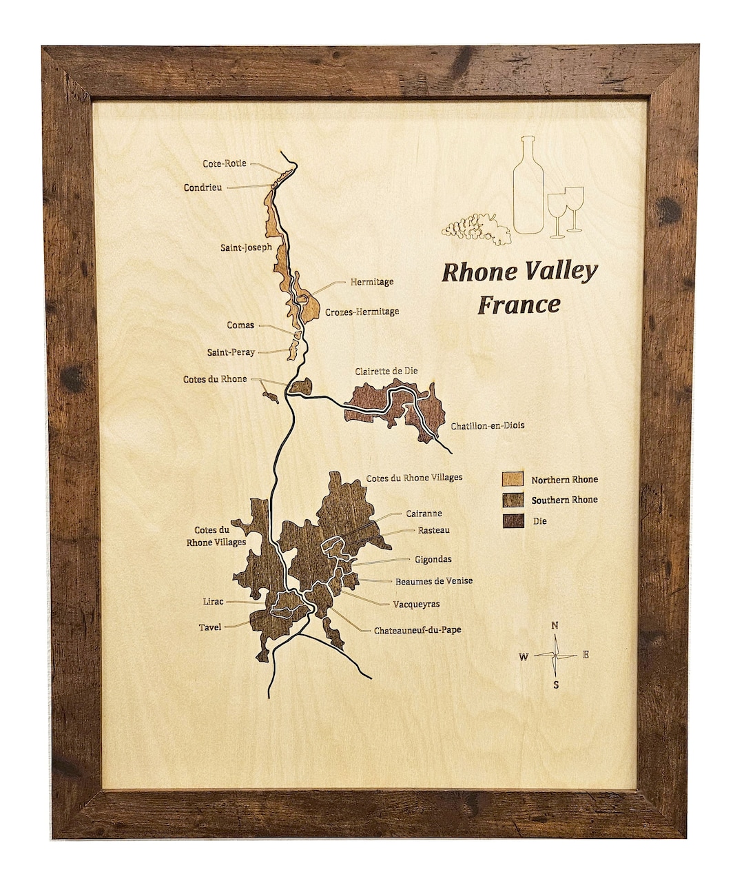 Wine Region Map, Rhone Valley France - Etsy