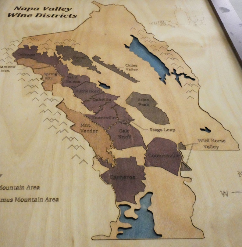 Wine Region Map, Napa California - Etsy