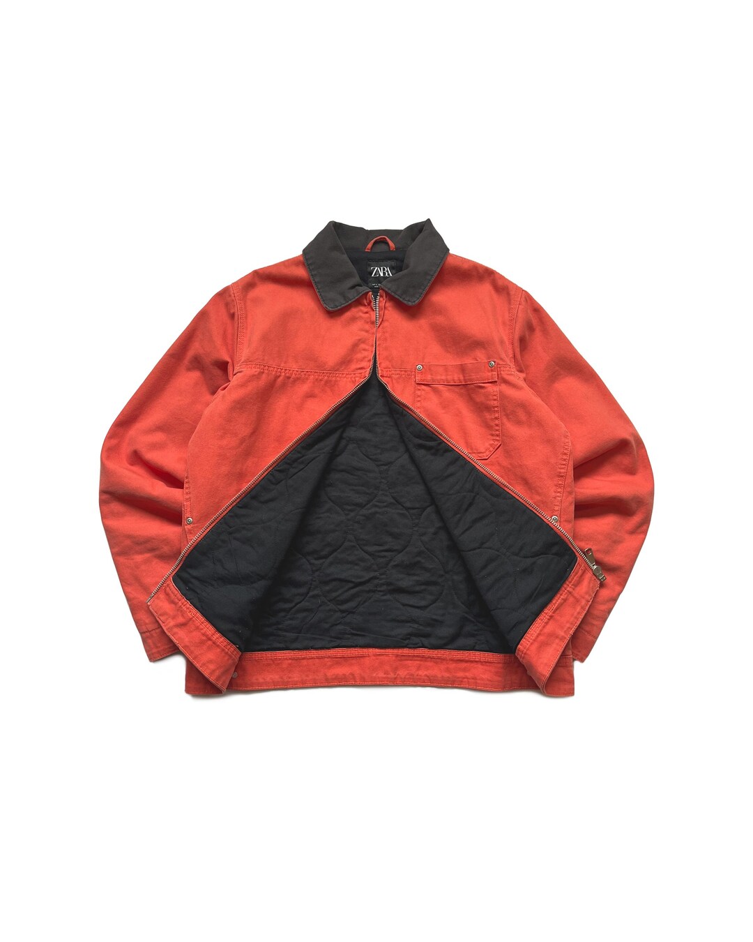 Zara Detroit Style Collared Work Jacket Relaxed Fit Orange Size L - Etsy