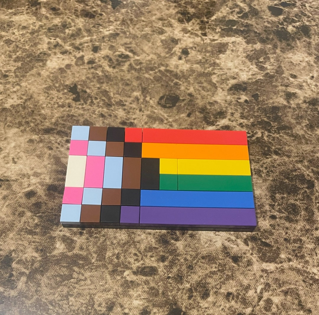 LGBT Progress Pride Flag Lego Building Kit Keychain or Badge - Etsy