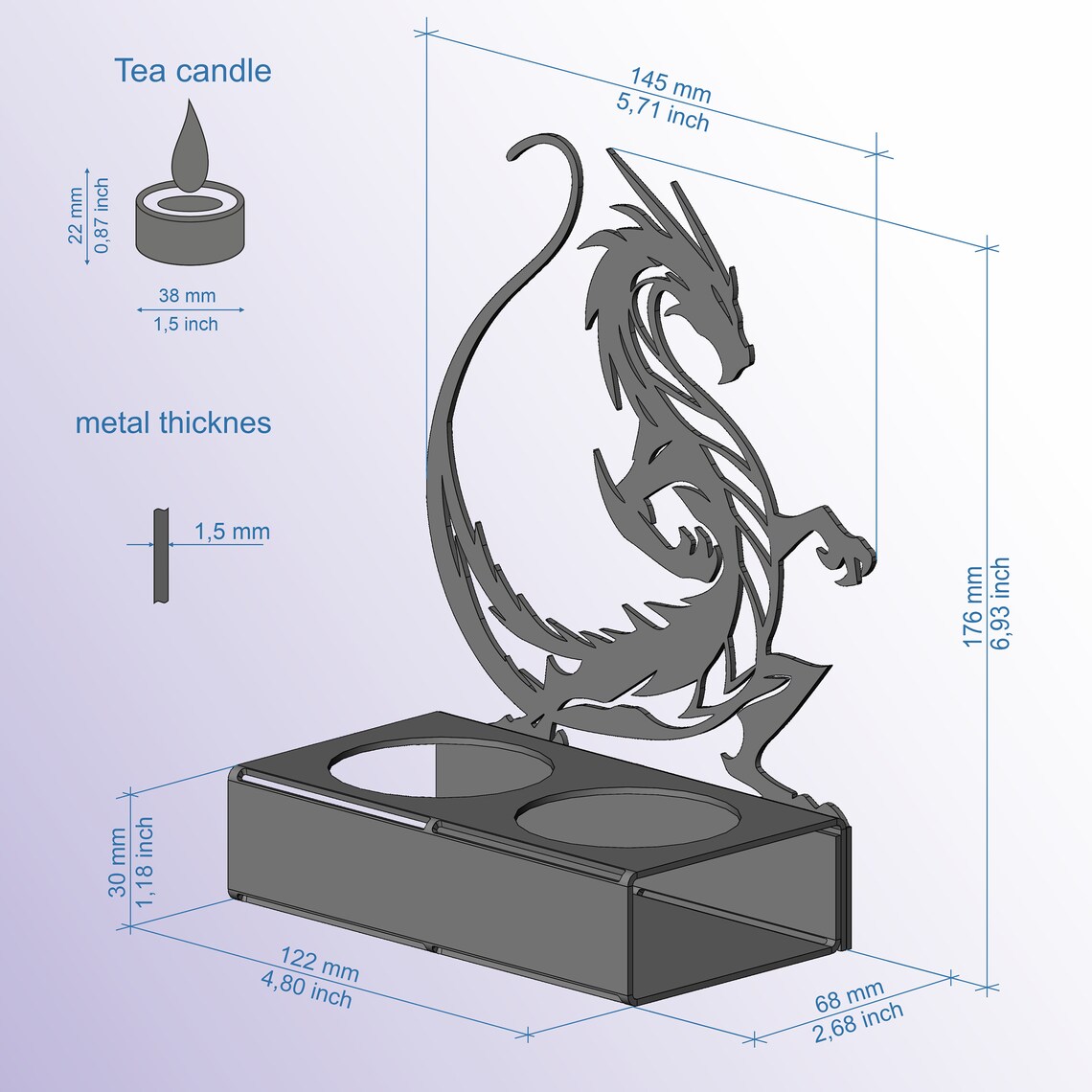 Dragon Candleholder, Shadow Dragon, Exotic Candleholde, Halloween Art ...
