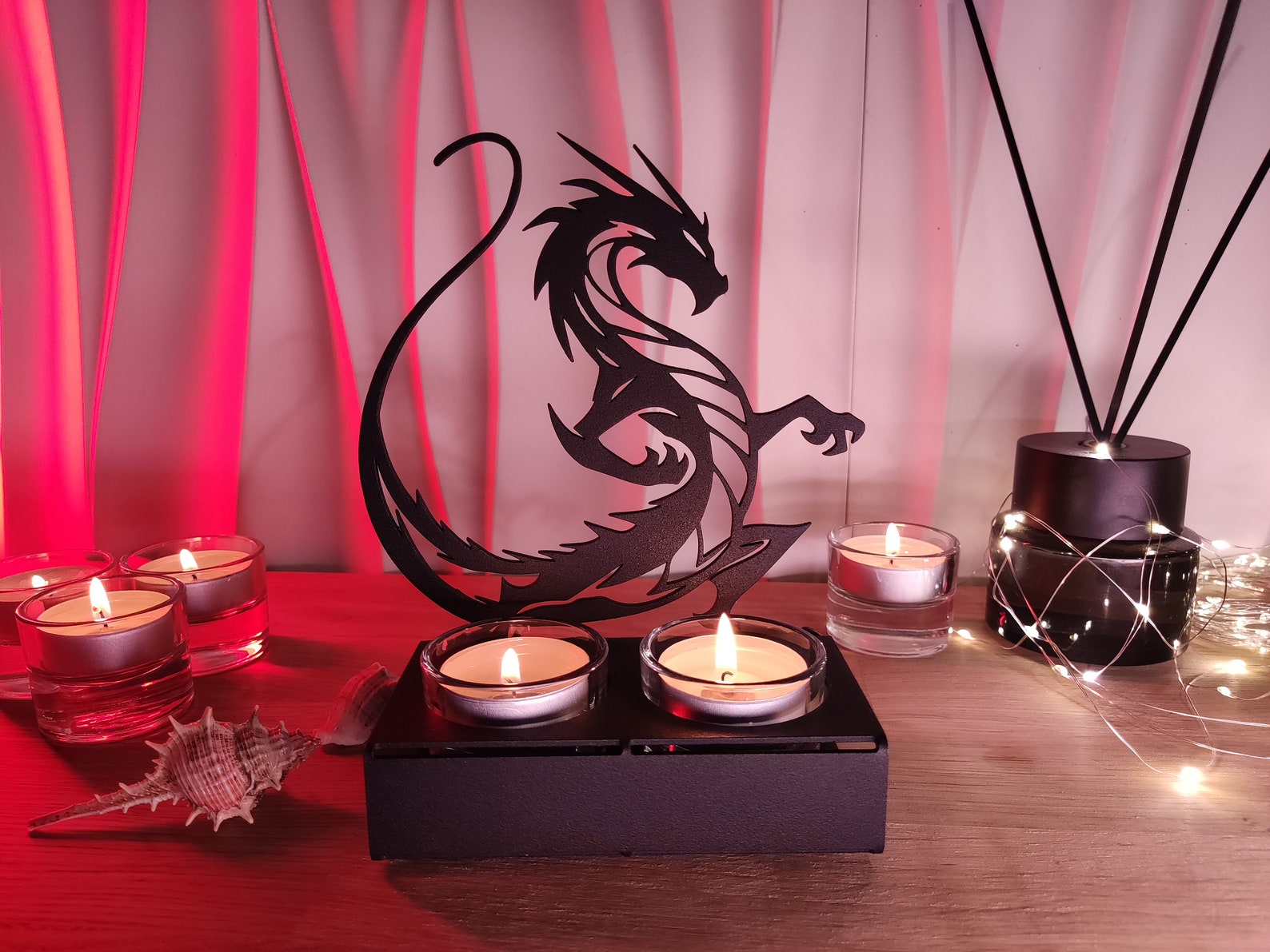 Dragon Candleholder, Shadow Dragon, Exotic Candleholde, Halloween Art ...