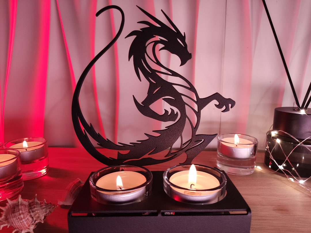 Dragon Candleholder, Shadow Dragon, Exotic Candleholde, Halloween Art ...