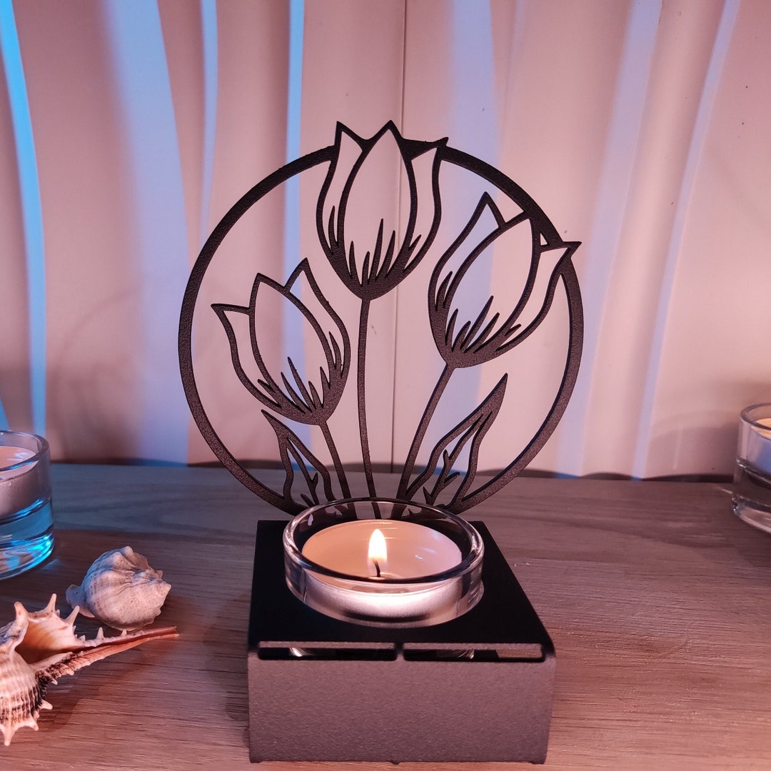 Tulips Decor Candlestick, Decoration for a Romantic Evening. Wonderful ...