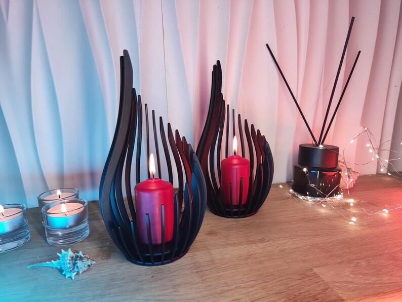 Elegant Black Metal Candle Holder Set of 2 - for Any Occasion, From ...