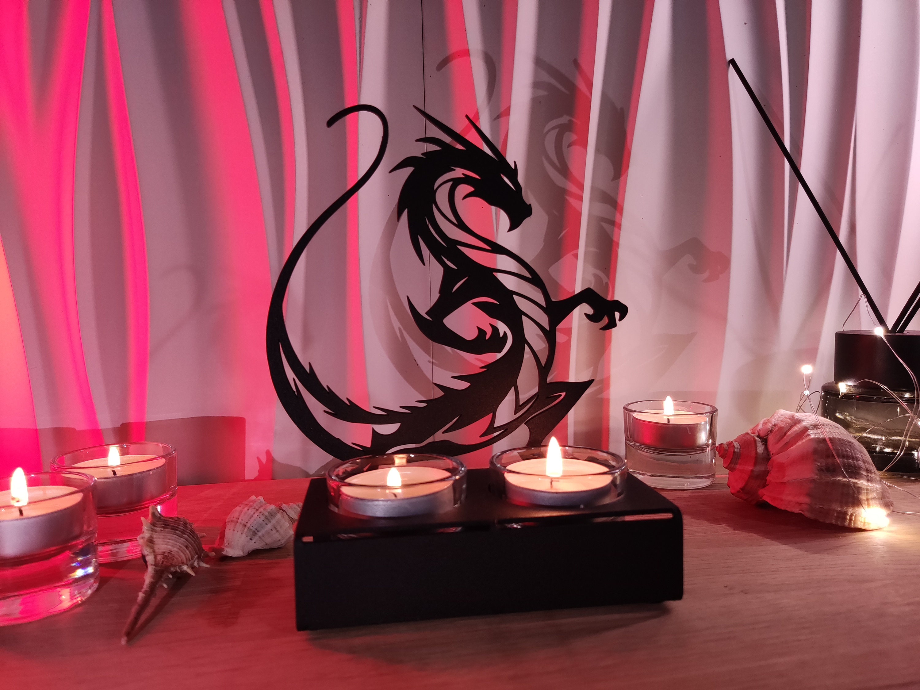 Dragon Candleholder, Shadow Dragon, Exotic Candleholde, Halloween Art ...