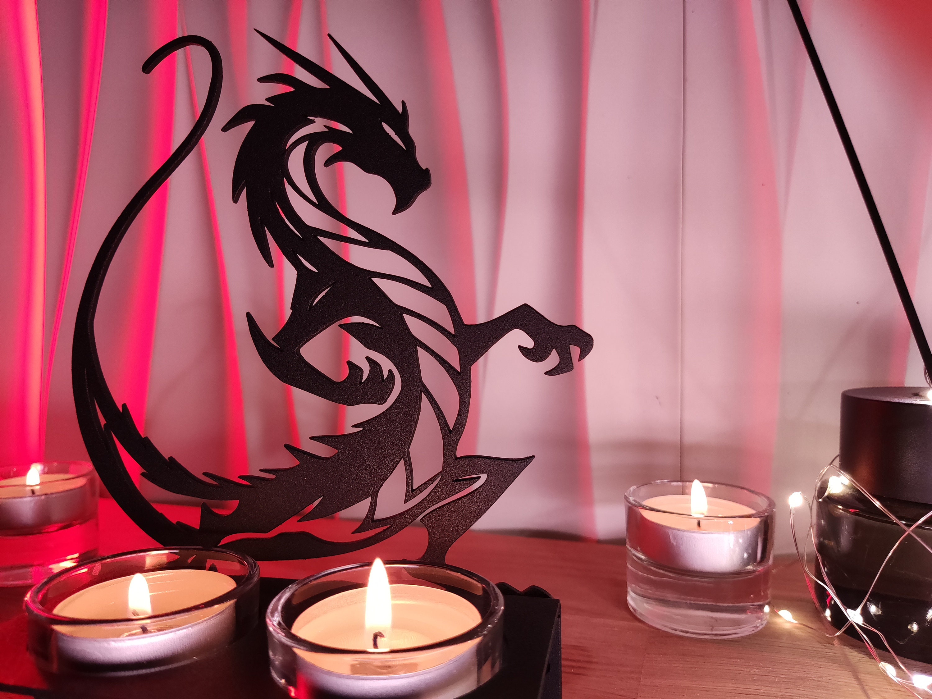 Dragon Candleholder, Shadow Dragon, Exotic Candleholde, Halloween Art ...