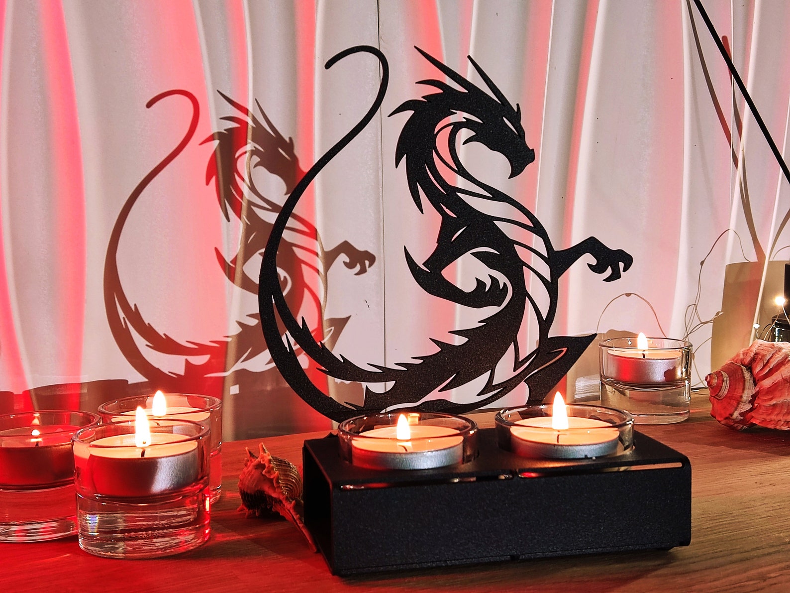 Dragon Candleholder, Shadow Dragon, Exotic Candleholde, Halloween Art ...