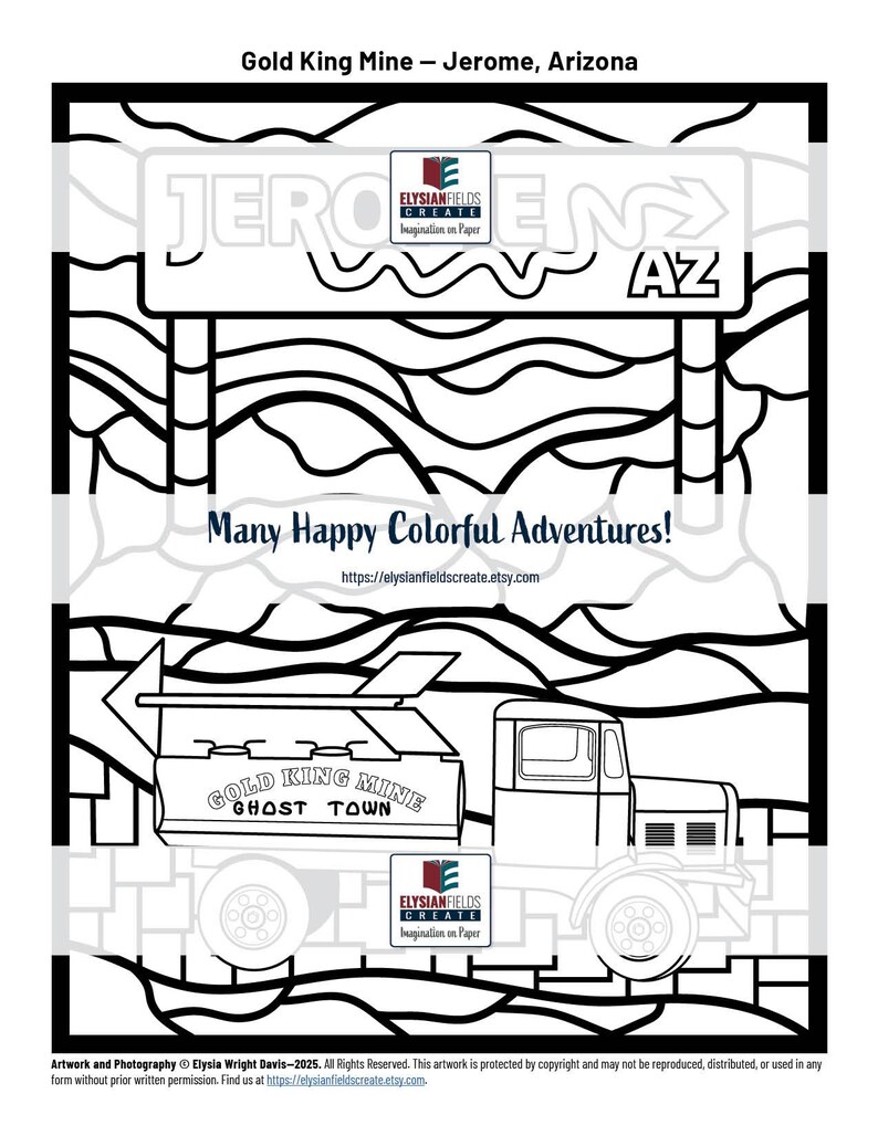 Gold King Mine Coloring Page: Jerome, Arizona, Original Artwork ...