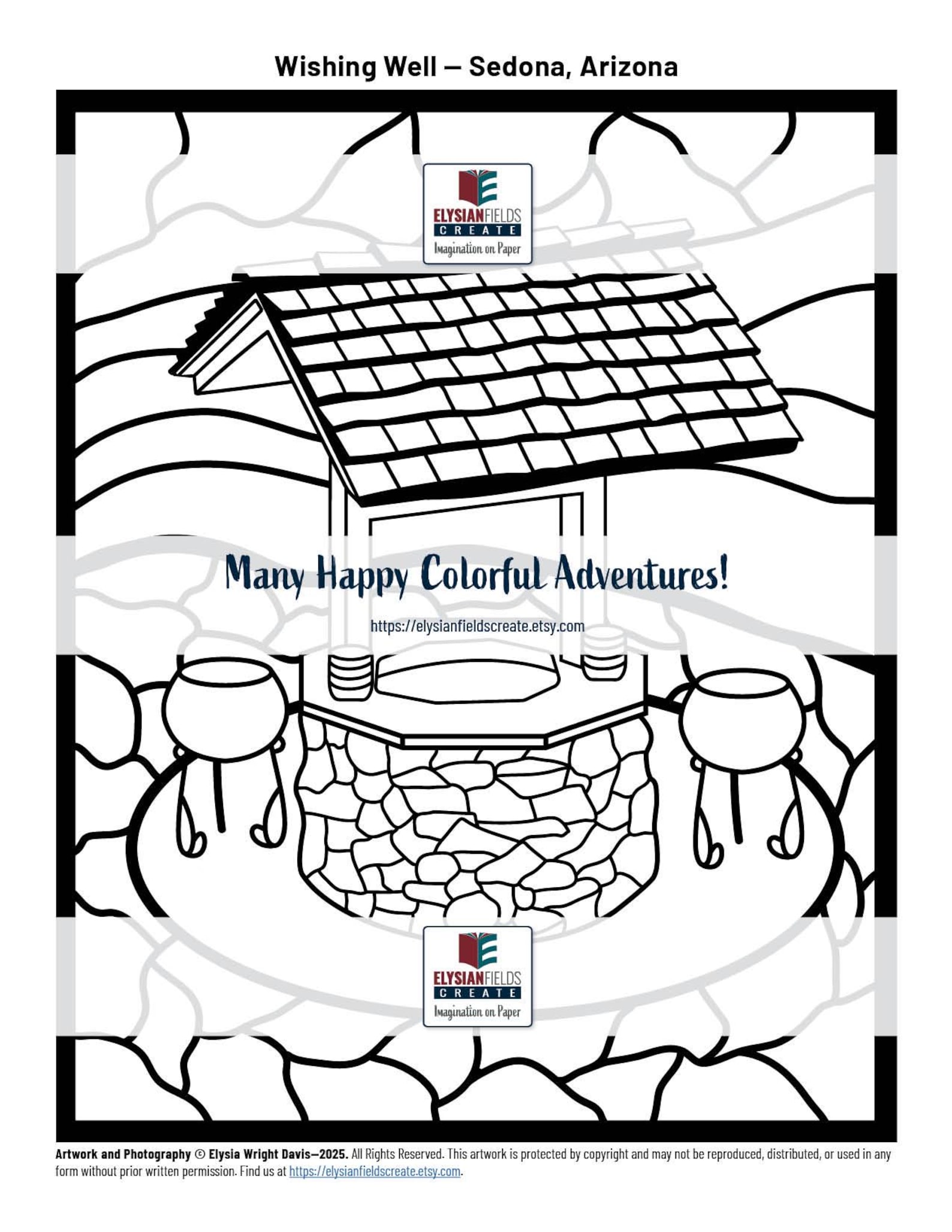 Sedona Wishing Well Coloring Page: Original Artwork (printable PDF) - Etsy