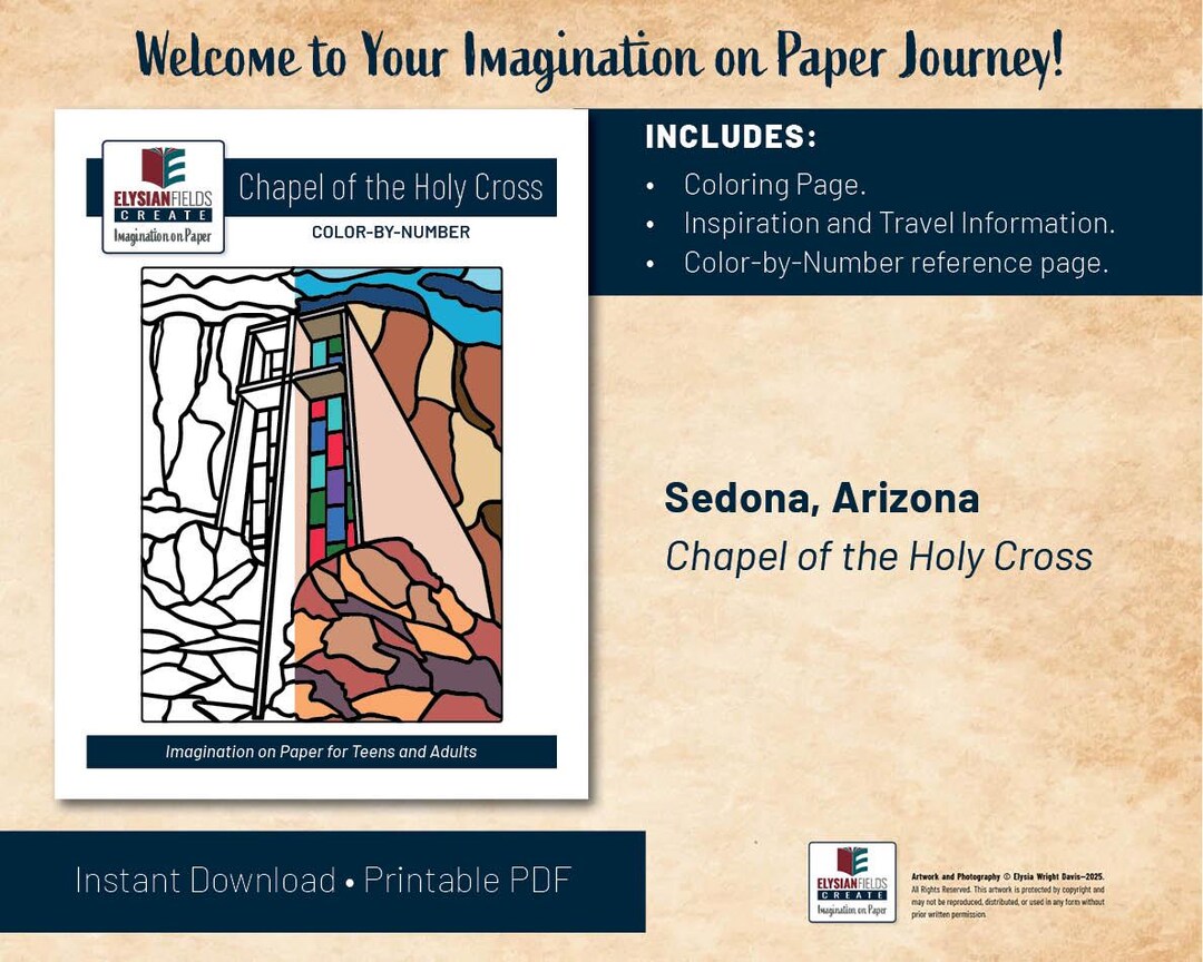 Chapel of the Holy Cross Coloring Page: Sedona, Arizona, Original ...