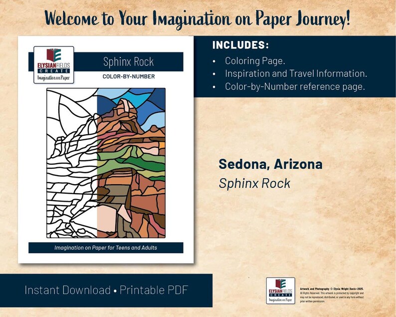Sedona Sphinx Rock Coloring Page: Original Artwork (printable PDF) - Etsy