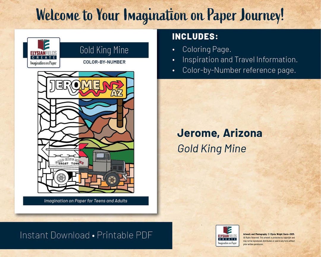 Gold King Mine Coloring Page: Jerome, Arizona, Original Artwork ...