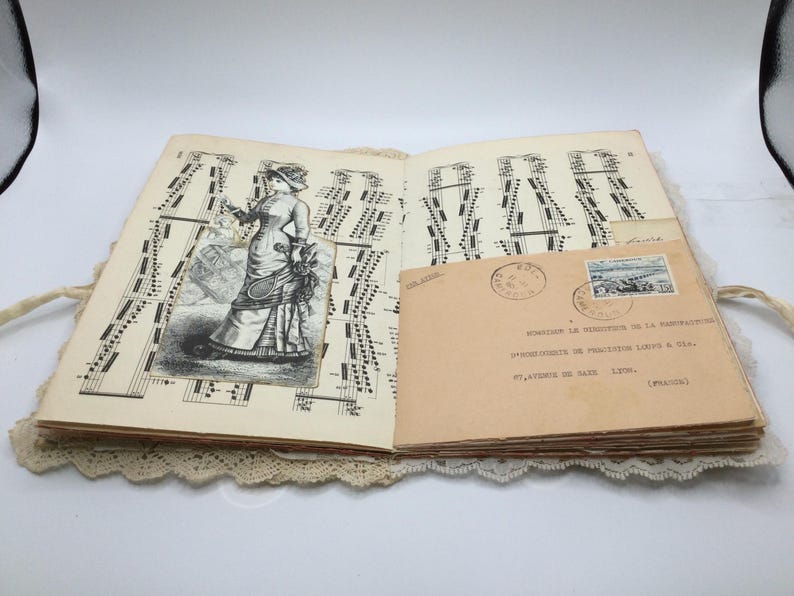 Vintage 1900s Cabinet Card Cover Journal Decorated With French Digital ...