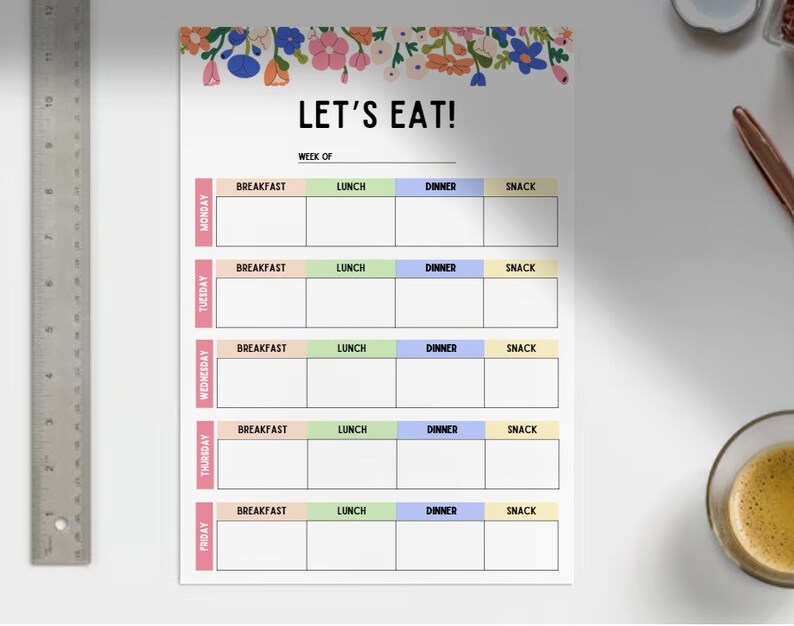 Spring Flower Digital Planning Bundle: Weekly & Monthly Meal Planners ...