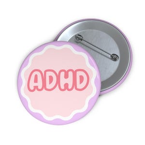 Cute ADHD Button – Pink & Purple ADHD Pride Pin – Neurodivergent Badge ...