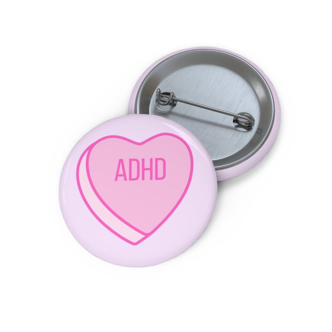 ADHD Heart Button – Cute ADHD Pride Pin – Neurodivergent Badge – Mental ...