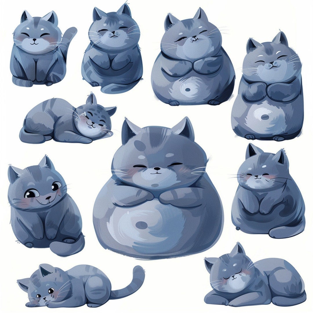 Cute Cat Clipart Collection - Etsy