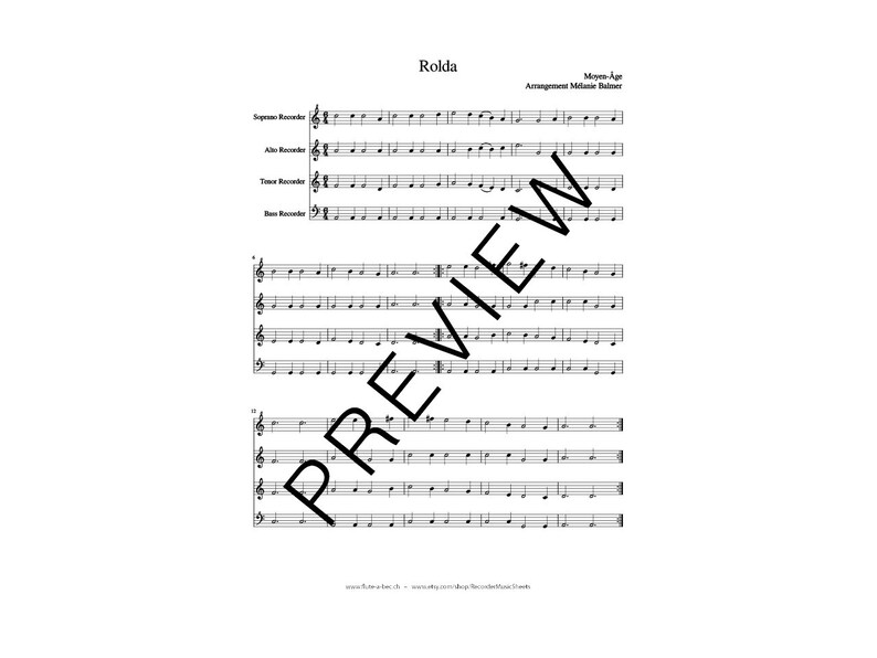 Rolda - Medieval - Music Sheet for Recorder - Etsy