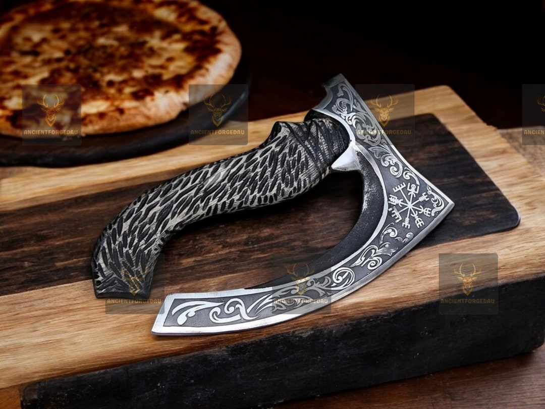 Custom Hand Forged Viking Pizza Cutter Axe Original Pizza Axe With ...