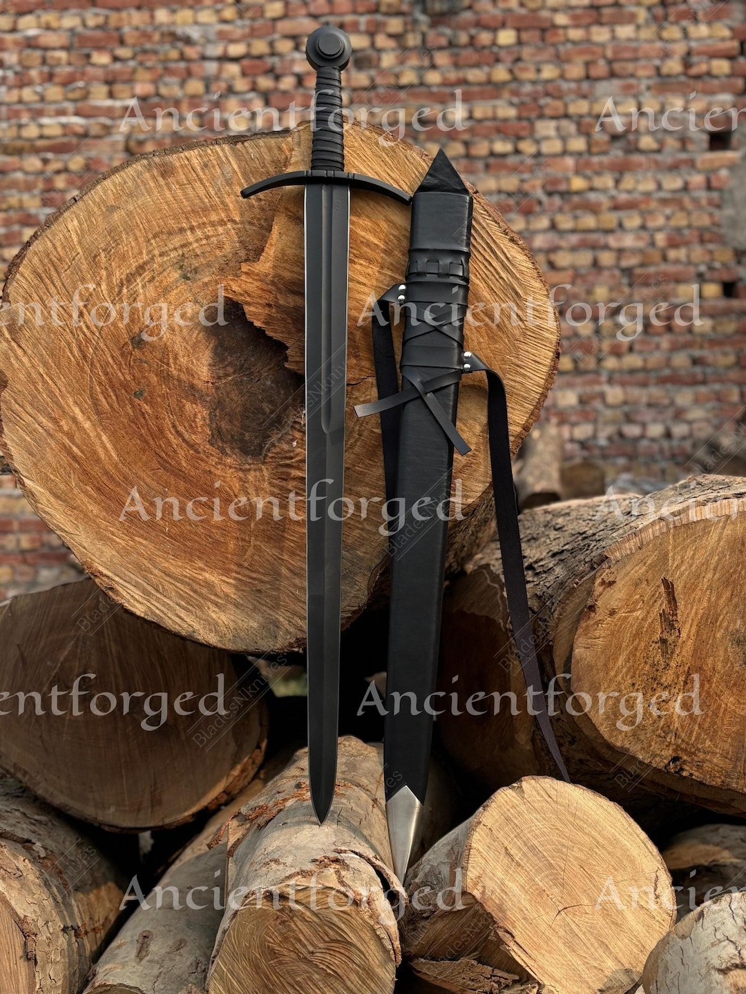 Handmade Black Viking Sword Replica: Carbon Steel Medieval Sword With ...