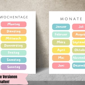 Learning Poster Months and Days of the Week, Poster Set, Bundle ...
